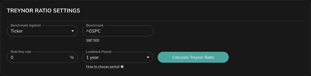 Treynor Ratio | PortfoliosLab